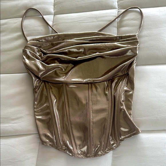 Windsor | Tops | Windsor Shiny Metallic Gold Bustier Corset Top | Poshmark